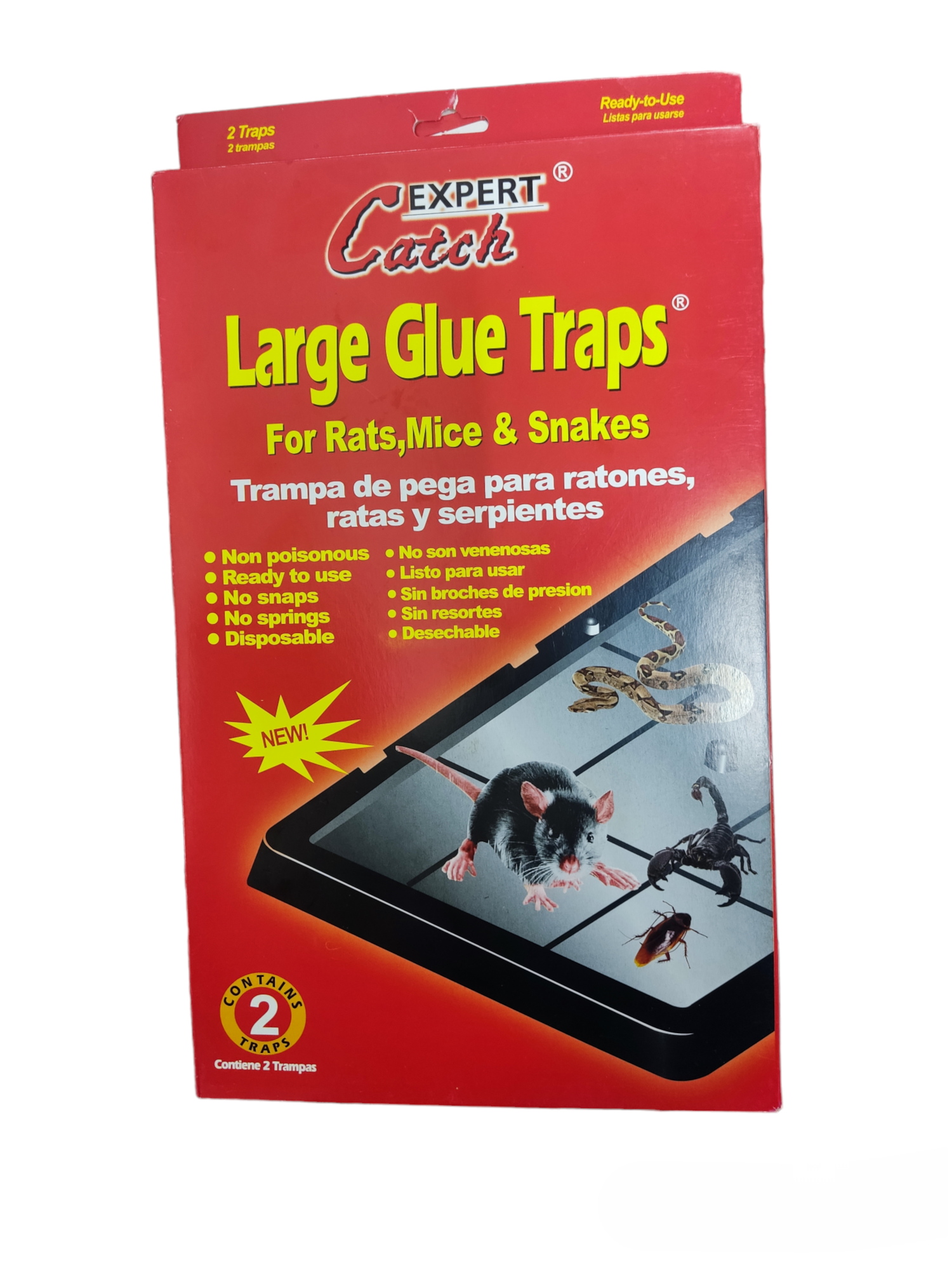 Expert Catch Large Glue Traps for Rats, Mice & Snakes (Pack of 2 Traps ...