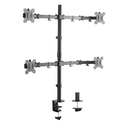Steel Single Pole Four Screen Articulating Desktop Monitor Mount - SH