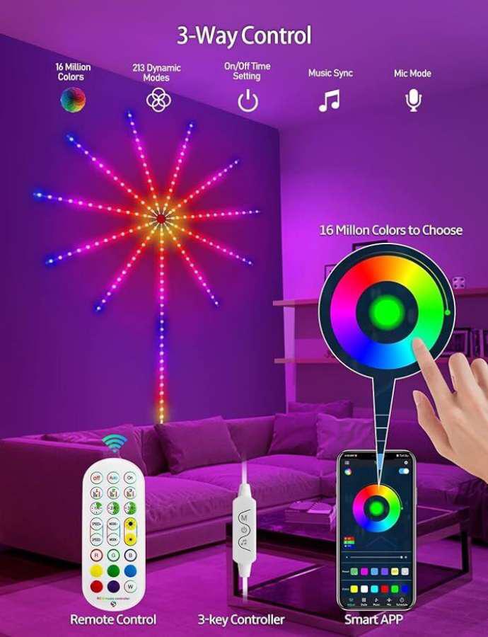 App Smart Control LED RGB Fireworks Light Smart Sensor Light | TUZZUT ...