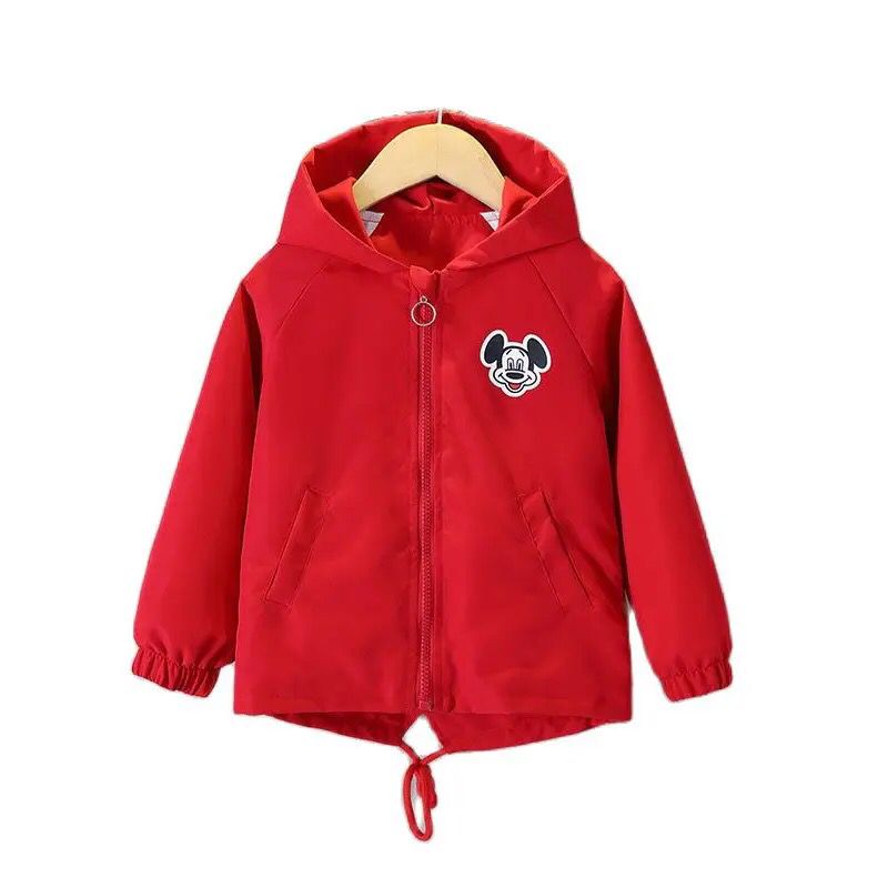 Girls Cartoon Jackets Spring Autumn Big Mickey Mouse Print Hooded Coat ...